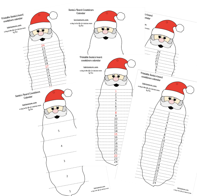 Printable Santa’s Beard Countdown Calendar – a day in the life of a ...