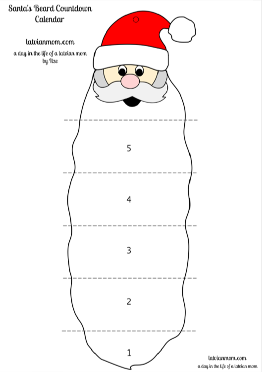 Printable Santa’s Beard Countdown Calendar – a day in the life of a ...