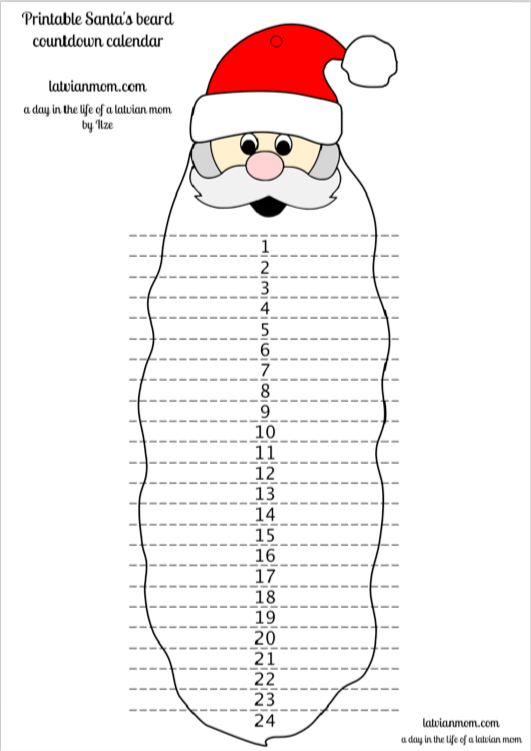 Printable Santa’s Beard Countdown Calendar – a day in the life of a ...